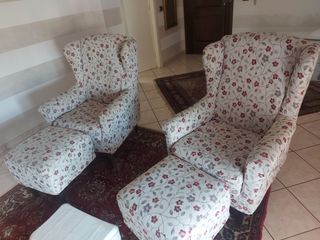 Poltrone "poltrone e sofà" con puff, Sfoderabili