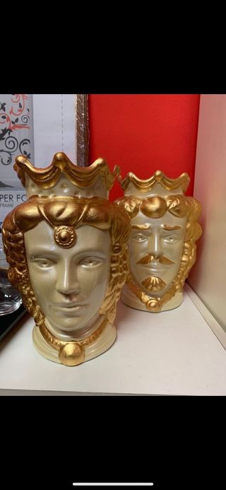 Set vaso testa di moro in ceramica