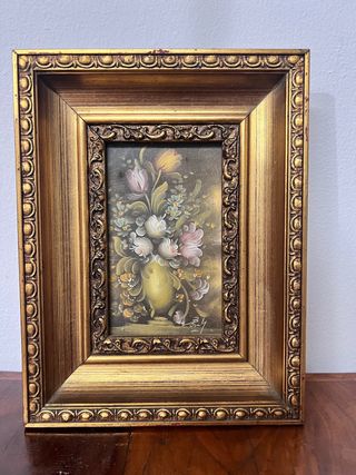 Piccolo dipinto a olio, rappresentante fiori