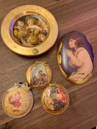 Set quadretti in terracotta decorata da appendere