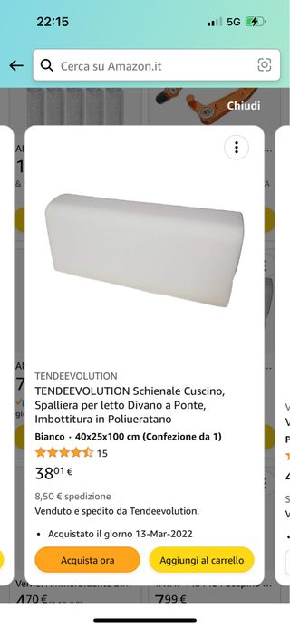 schienale cuscino per letto/divano