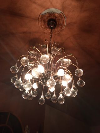 Coppia di lampadari da sala in acciaio e