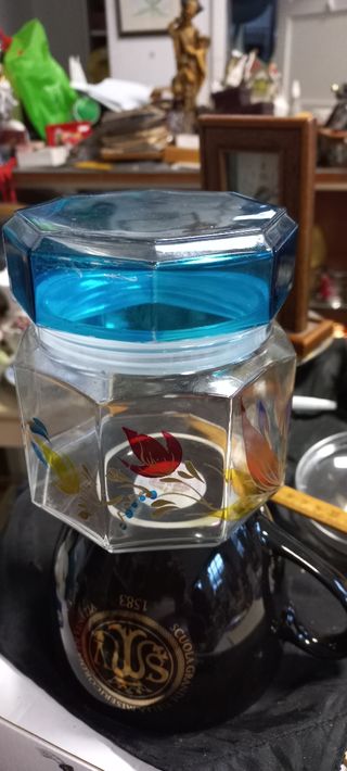 VASO ERMETICO  IN VETRO DECORATO