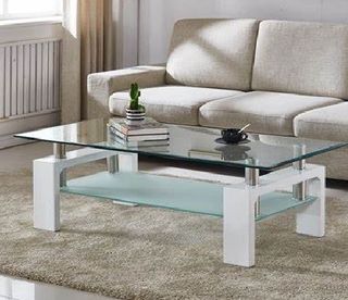 tavolino da salotto moderno vetro e legno NUOVO