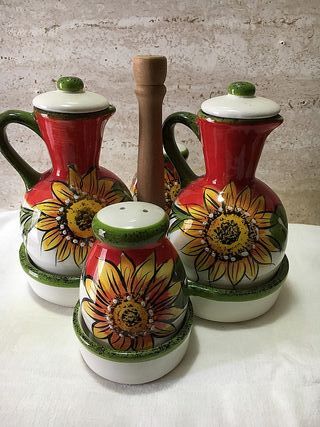 Set oliera aceto in ceramica