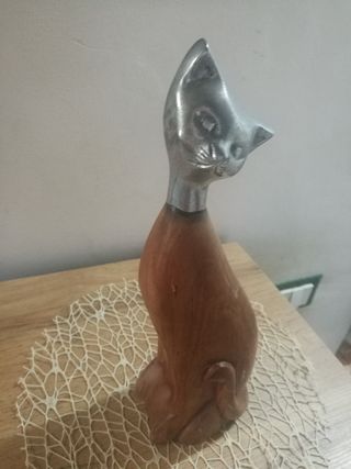 Artefatto legno/metallo gatto sinuus