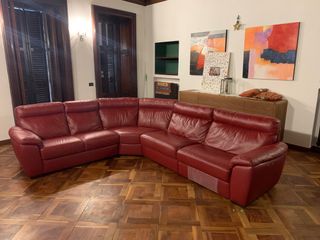 Divano Doimo in pelle con chaise-longue