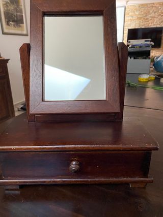 soprammobile con specchio e cassettino in legno