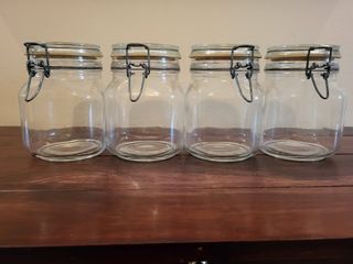 4 barattoli in vetro vintage con tappo ermetico