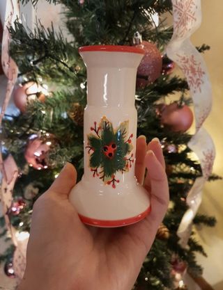 Portacandele natalizio in ceramica