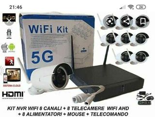 Kit 8 TELECAMERE Wi-Fi completo di DVR