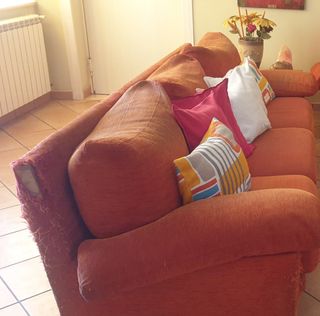 Divano letto 3 posti tessuto arancione
