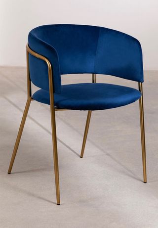 Eleganti sedie da pranzo in velluto blu