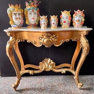 Consolle Luigi Filippo in foglia oro
