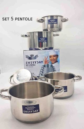 BATTERIA DI PENTOLE 5 PEZZI IN ACCIAIO INOX BLUMEN