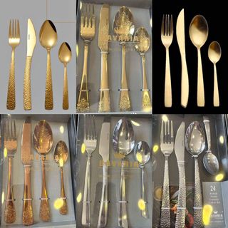 Set posate 24 pezzi in acciaio inox, stile barocco