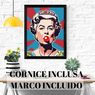 40x30 Regina Elisabetta II Quadro Stampa Pop Art