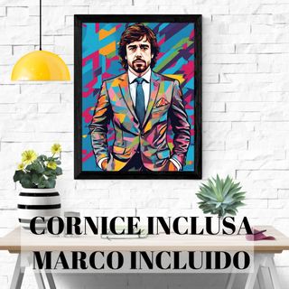 40x30 Fernando Alonso Quadro con poster Pop Art