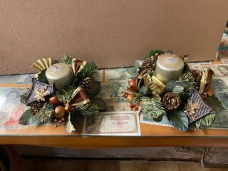 portacandele con candele insieme natale