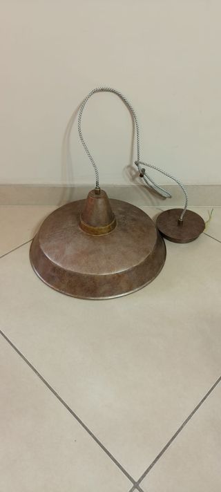 Lampadario a cappello bronzato vintage