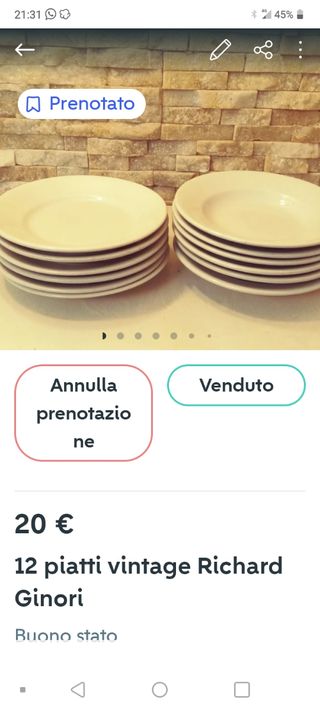 Cinque articoli tra cui piatti Richard