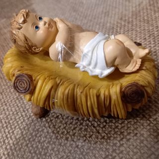 Gesù bambino con culla 15cmx10cm
