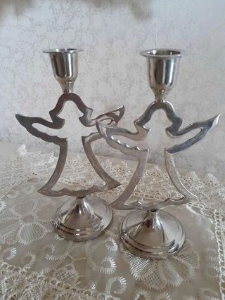 2 angeli portacandela cm 19