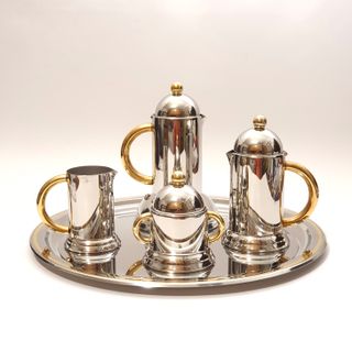Servizio caffettiera acciaio oro 24kt Orchidea