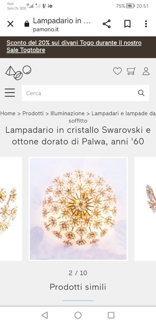 Lampadario cristallo swarosky anni 60