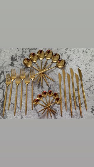 set posate 24 pezzi oro
