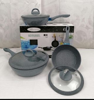 3 padelle pietra BAVARIA+3 coperchi