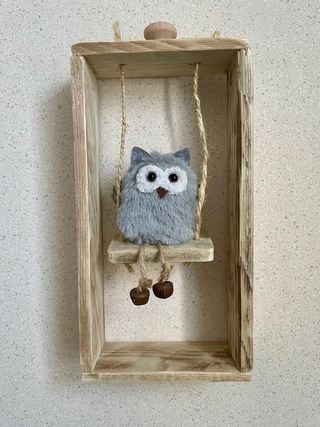 Quadro in legno gufo altalena Handmade