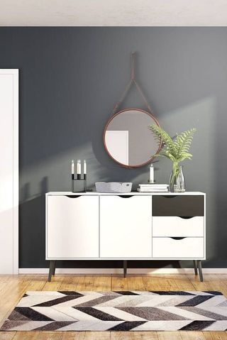 CREDENZA NUOVA A DUE ANTE E TRE CASSETTI