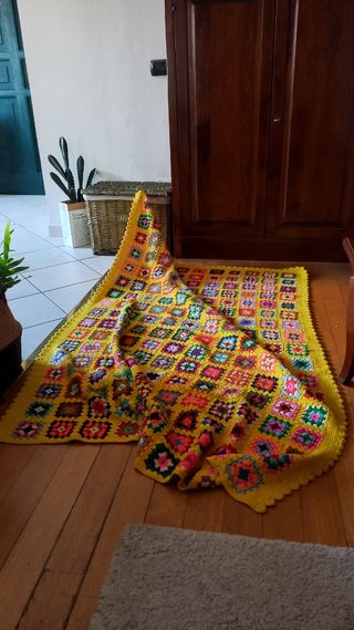 Coperta handmade nuova in lana