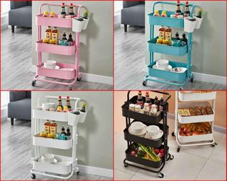 Carrello multiuso salvaspazio da tre piani con ruo