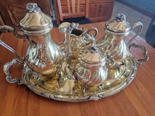 vassoio+ 4 pezzi in silver plated