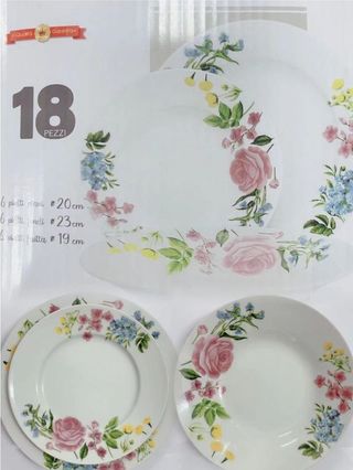 Servizio piatti set 18 pz. in porcellana decorata