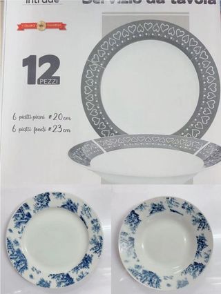 Servizio piatti set 12pz. in porcellana decorata