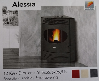 Stufa angolare a pellet Cridav Italia color panna