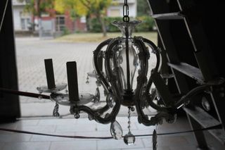 Lampadario in vetro soffiato. anni 40