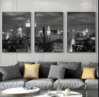 3pz tela quadro citta arredamento blackewhite