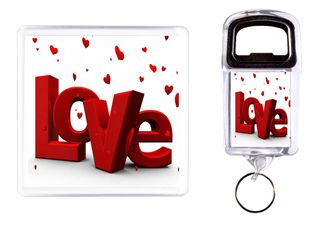 Apri bottiglia e sottobicchiere Love