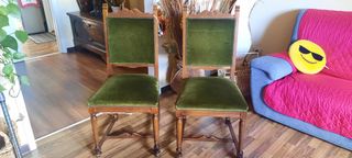 Sedie antiche in noce rivestite velluto, fine '800