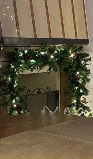 ghirlanda con pigne e luci