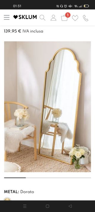 Specchio da parete dorato