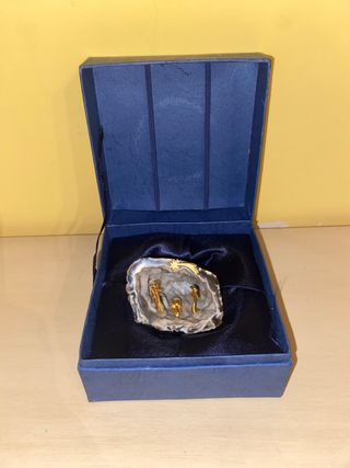 Presepe natività piccolo in pietra vera e oro