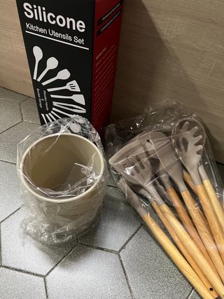 Set mestoli legno silicone