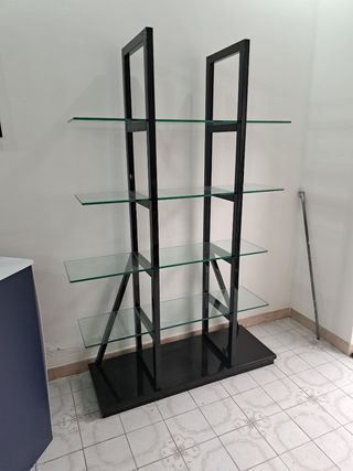 Scaffale metallo(nero) con ripiani in ve