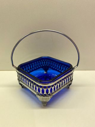 Cestino vintage blu cobalto