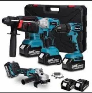 KIT 4 ATTREZZI PROFESSIONALI CON BATTERIE AVVITATO
